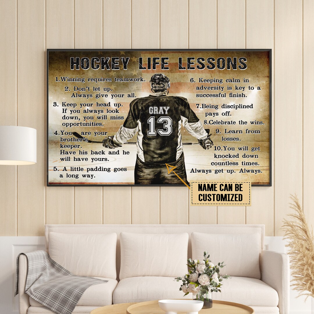 Personalized Hockey Life Lessons Poster, Custom Hockey Player Gift ...