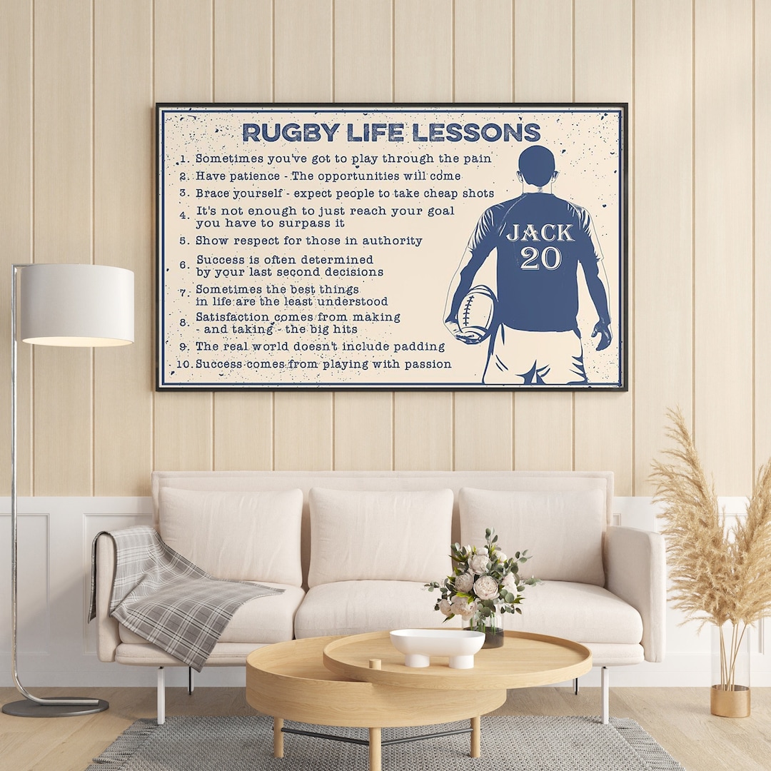 Rugby Player Art, Personalized Rugby Life Lesson, Vintage Wall Art ...
