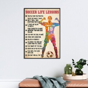 Personalized Soccer Life Lessons Poster, Custom Soccer Player Gift ...
