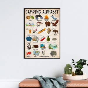 Camping Knowledge Poster, Camping Alphabet Table Print, Camping Lover ...
