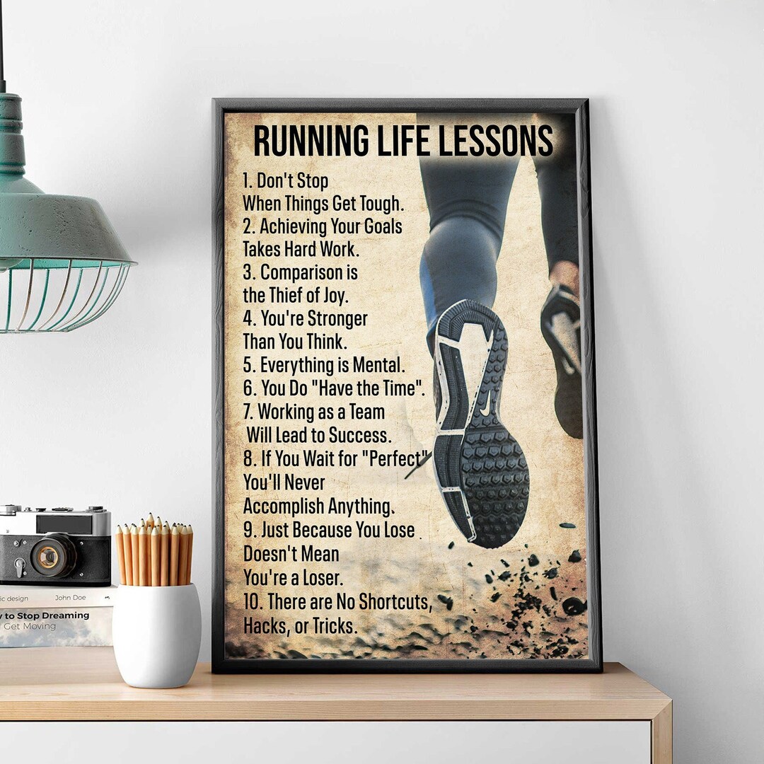 Girl Running Art Print, Running Life Lessons Poster, Running Lover Gift ...
