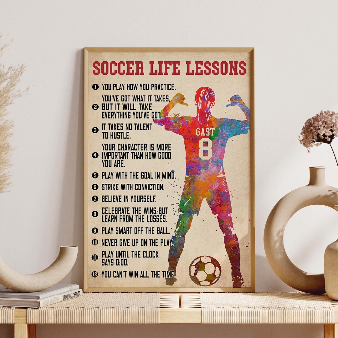 Personalized Soccer Life Lessons Poster, Custom Soccer Player Gift ...
