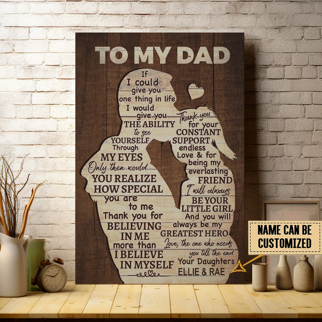 Personalized to My Dad Canvas, Custom Dad Name Wall Art, Birthday Gift ...