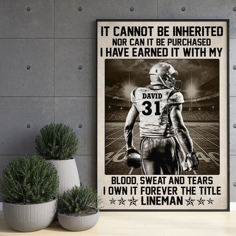 Personalized Football Poster, It's Cannot Be Inherited, Football Player ...