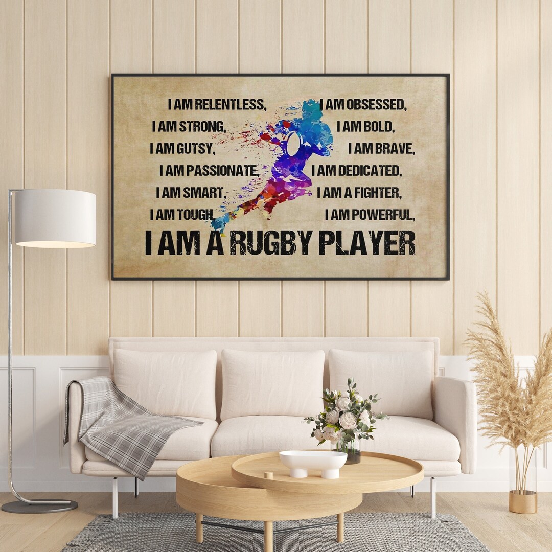 Rugby Player Art, I Am A Rugby Player, Vintage Wall Art, Home Decor ...