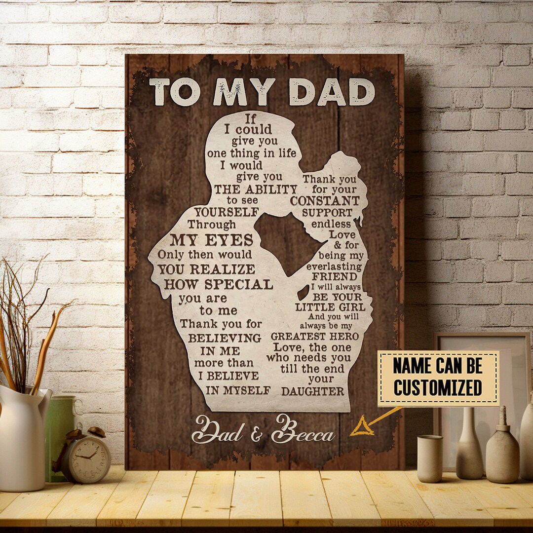 Personalized to My Dad Canvas, Custom Dad Name Wall Art, Birthday Gift ...