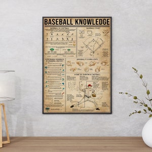 Baseball Knowledge Poster, Baseball Vs Softball, Baseball Court Print ...