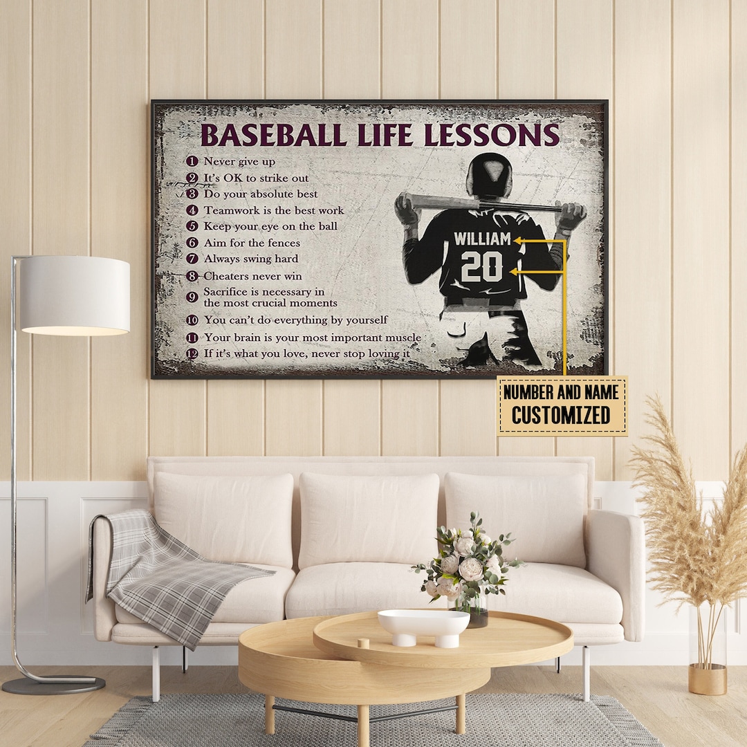 Personalized Baseball Poster, Baseball Life Lesson Poster, Custom Name ...