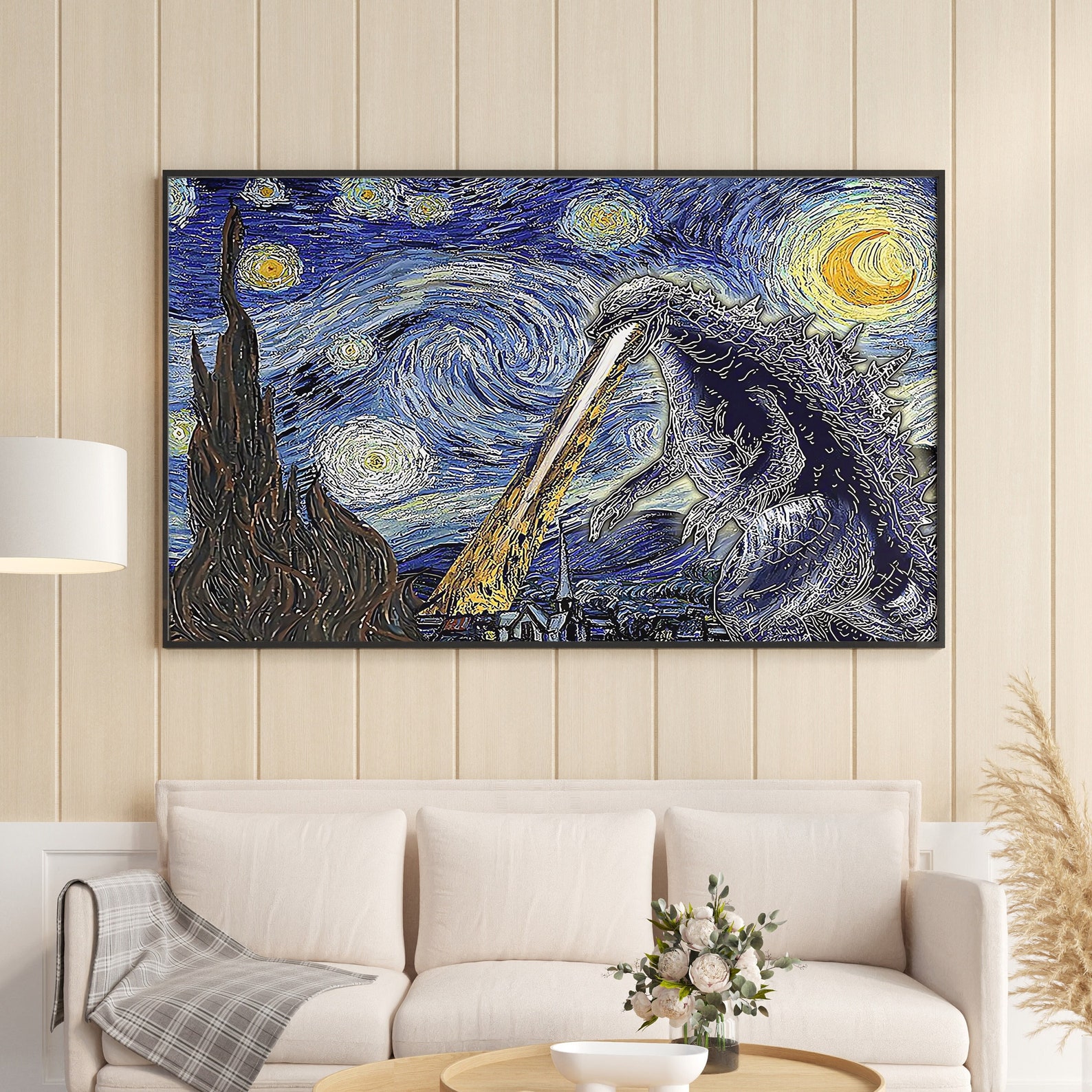 Godzilla Starry Night Art Print, Godzilla King of Monsters, Godzilla ...