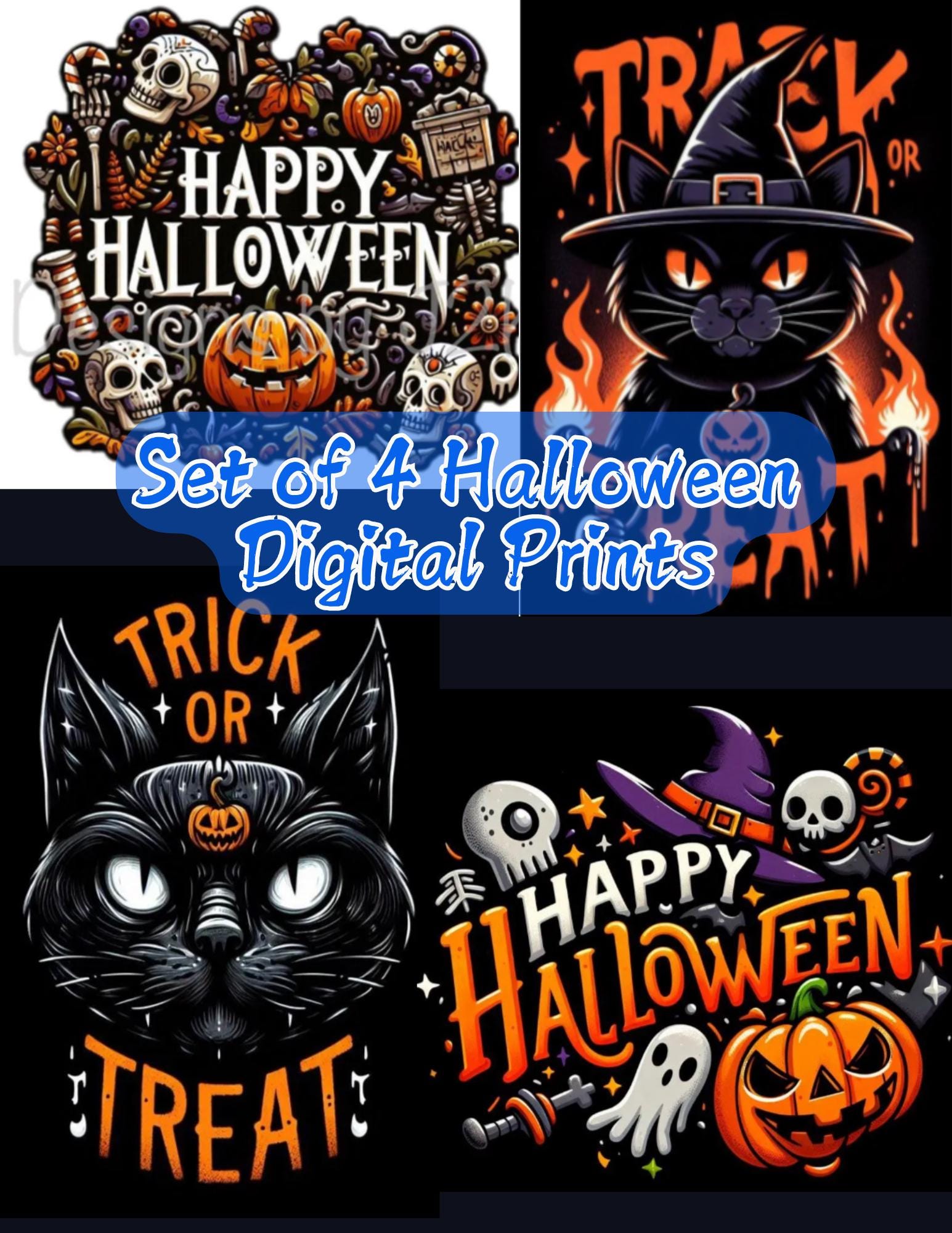 Set of 4 Halloween Clip Art Instant Download - Etsy