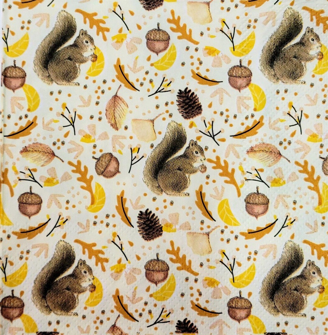 2 Individual Paper Cocktail Decoupage Napkins 2127 Squirrel's Nut ...