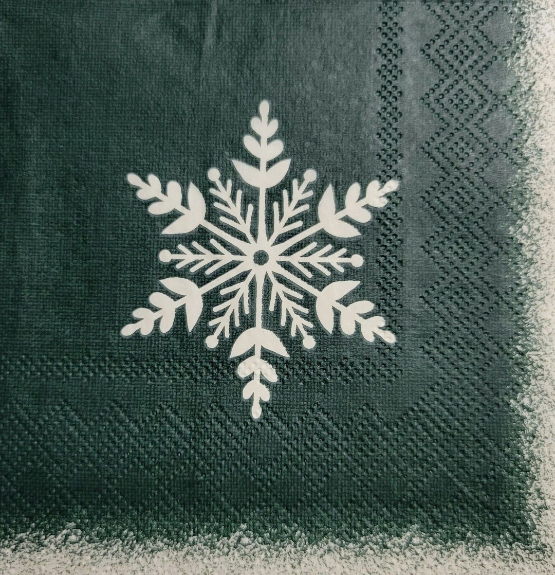 TWO Individual Paper Cocktail Decoupage Napkins 2567 Winter Snowflake ...