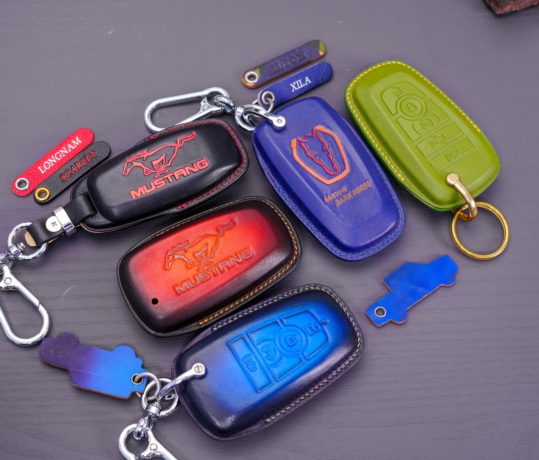 Ford Mustang Leather Key Fob Cover for ST, Mach-e, Dark Horse, Fiesta ...