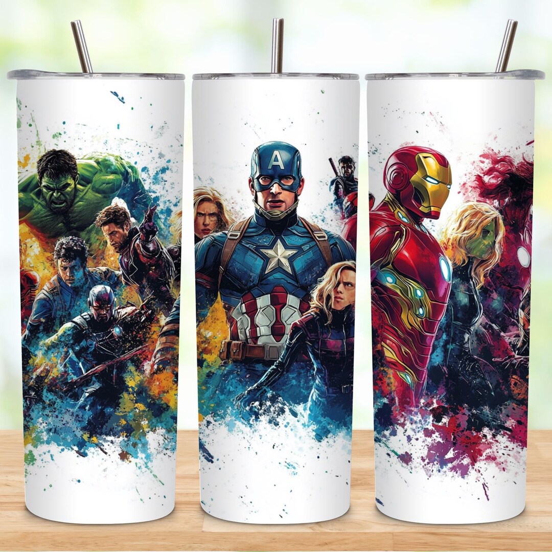20 Oz Superhero Tumbler Wrap, Heroes Straight Wrap Design PNG, Movie ...