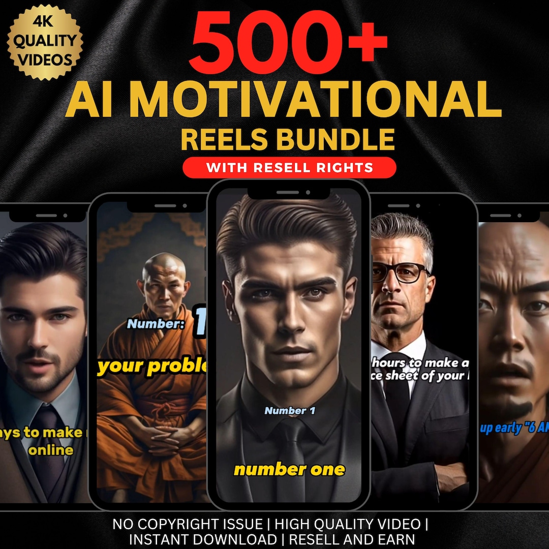500+ AI Motivational Reels Bundle for Youtube, Instagram, Tiktok - Video Bundle Pack - Etsy