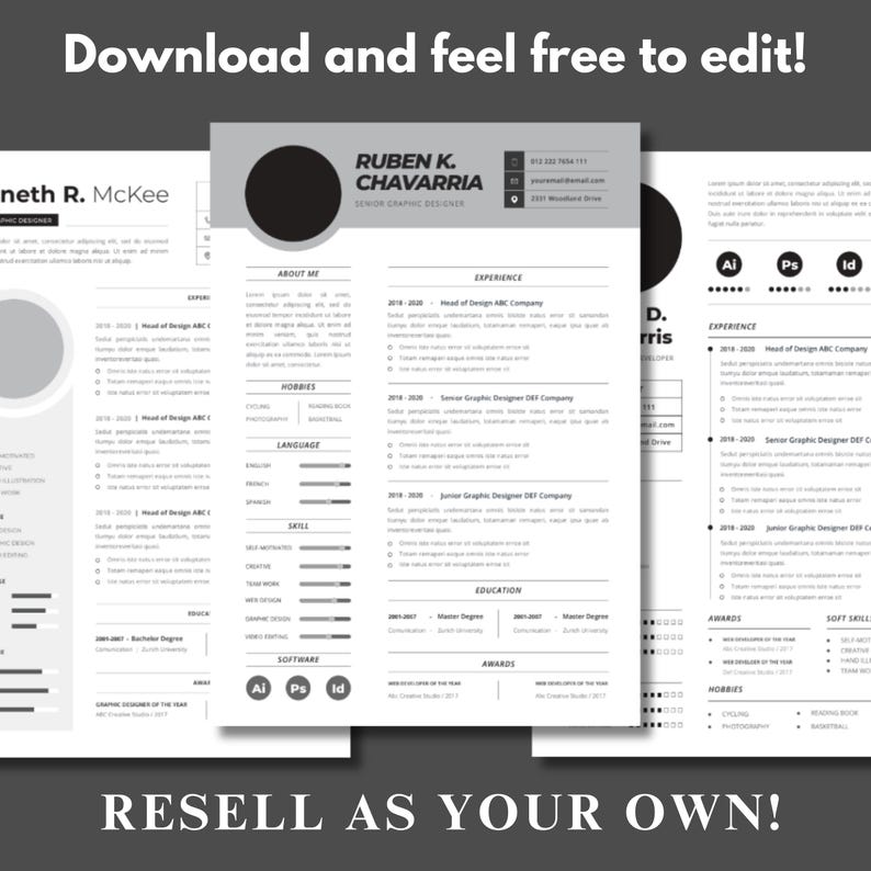40+ Modern Resume Templates, Professional CV Designs, Canva and Word ...