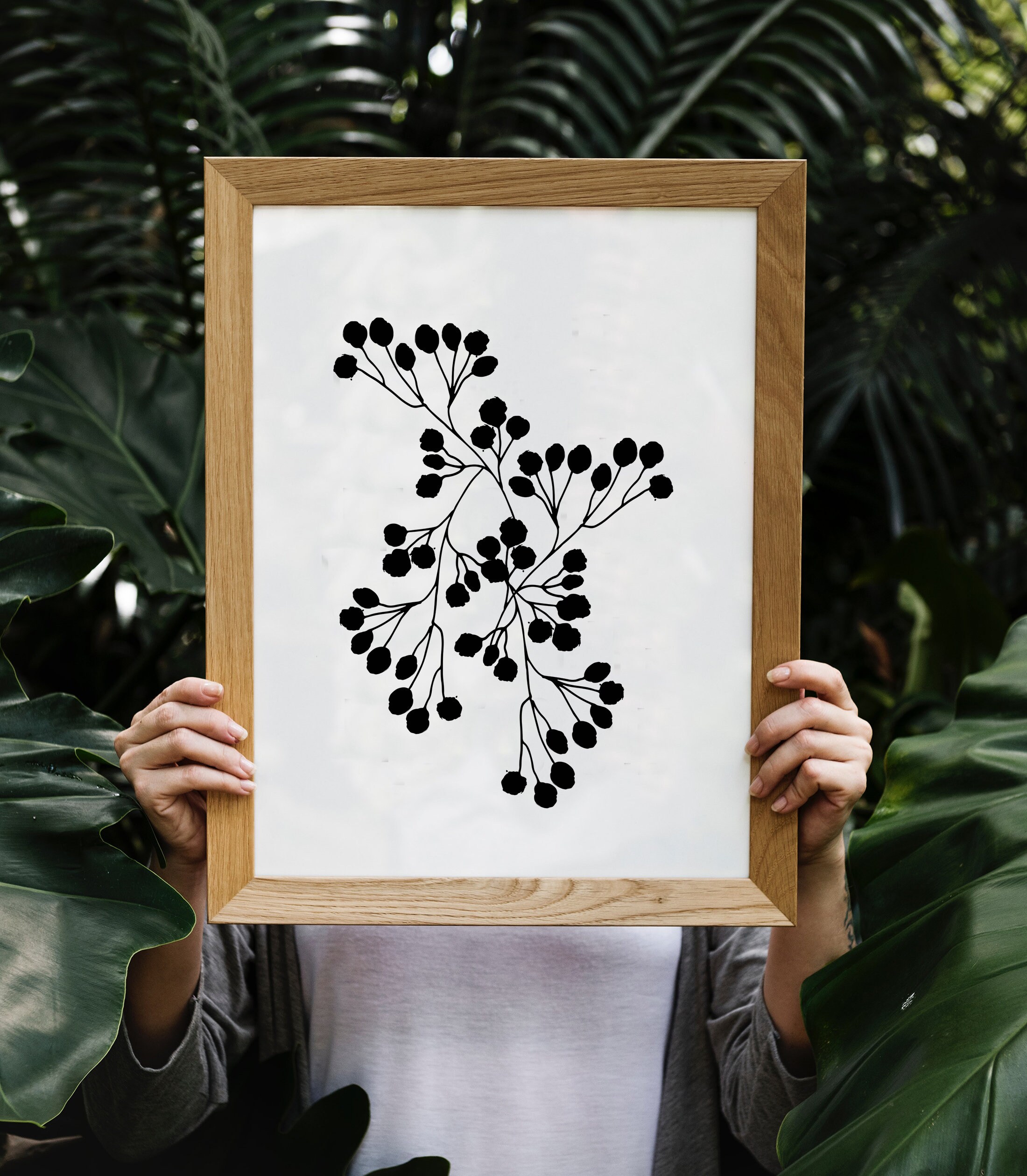 Botanical Printable, Boho Print, Bohemian Decor, Black and White Art ...