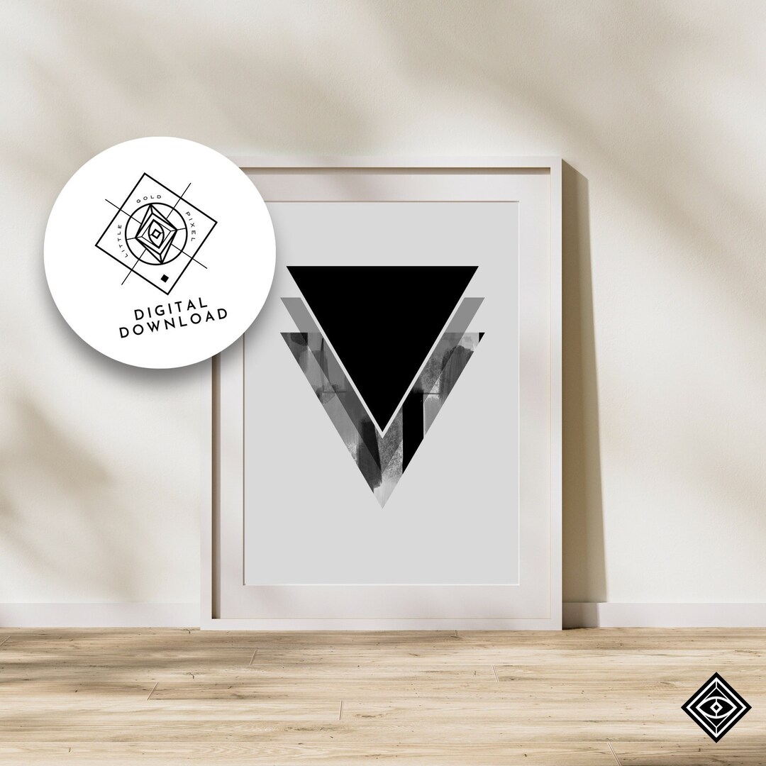 TRIANGLE Geometric Printable, Geometrical Art Print, B&W Digital Art ...