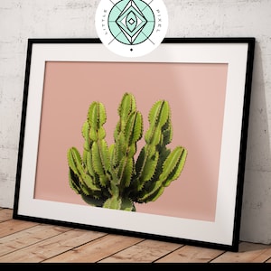 Cactus Printable, Cactus on Pink, Cactus Wall Art, Cactus Print, Blush ...