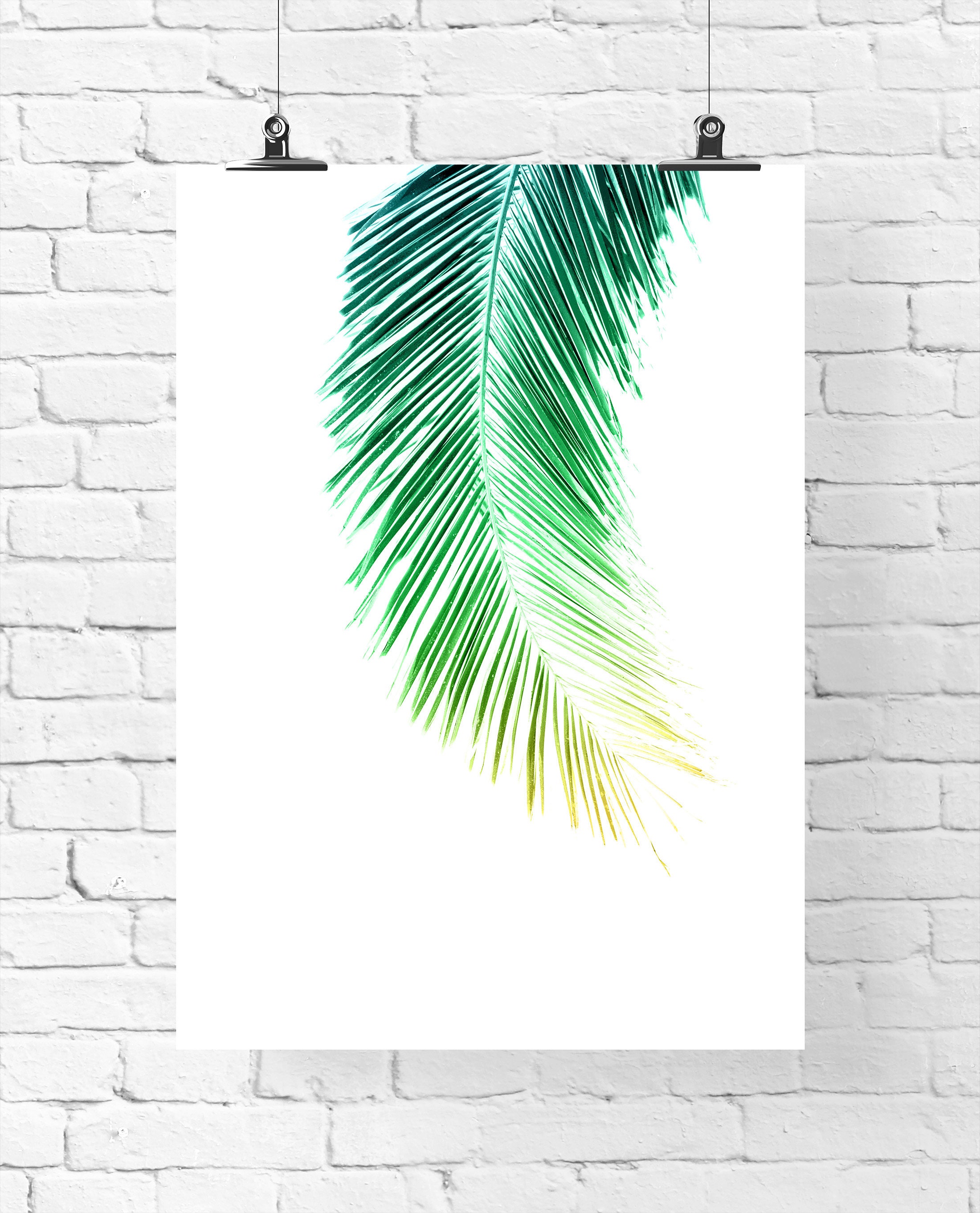 Large Palm Leaf Poster Tropical Printable Gradient Print | Etsy