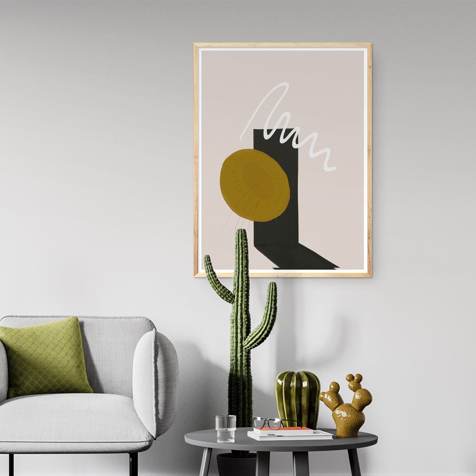 Mid Century Modern Printable Wall Art, Abstract Digital Print, Neutral ...