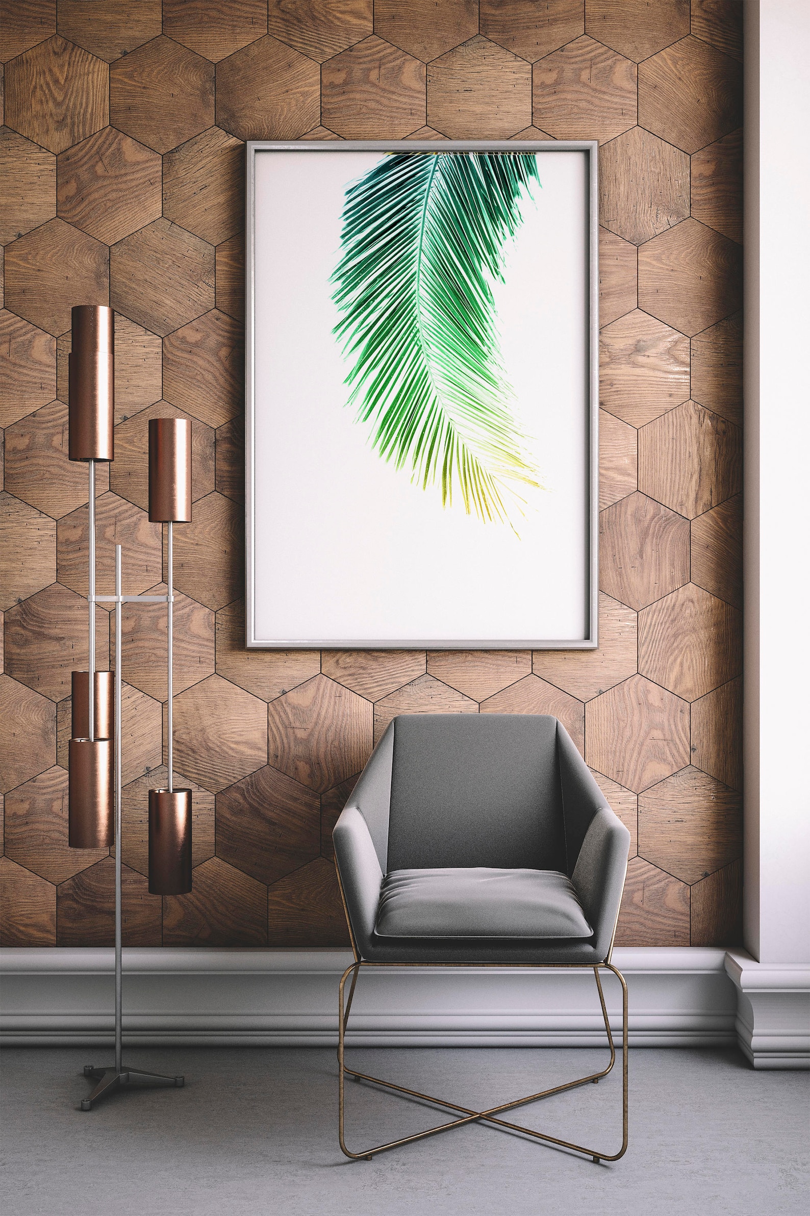 Large Palm Leaf Poster Tropical Printable Gradient Print | Etsy