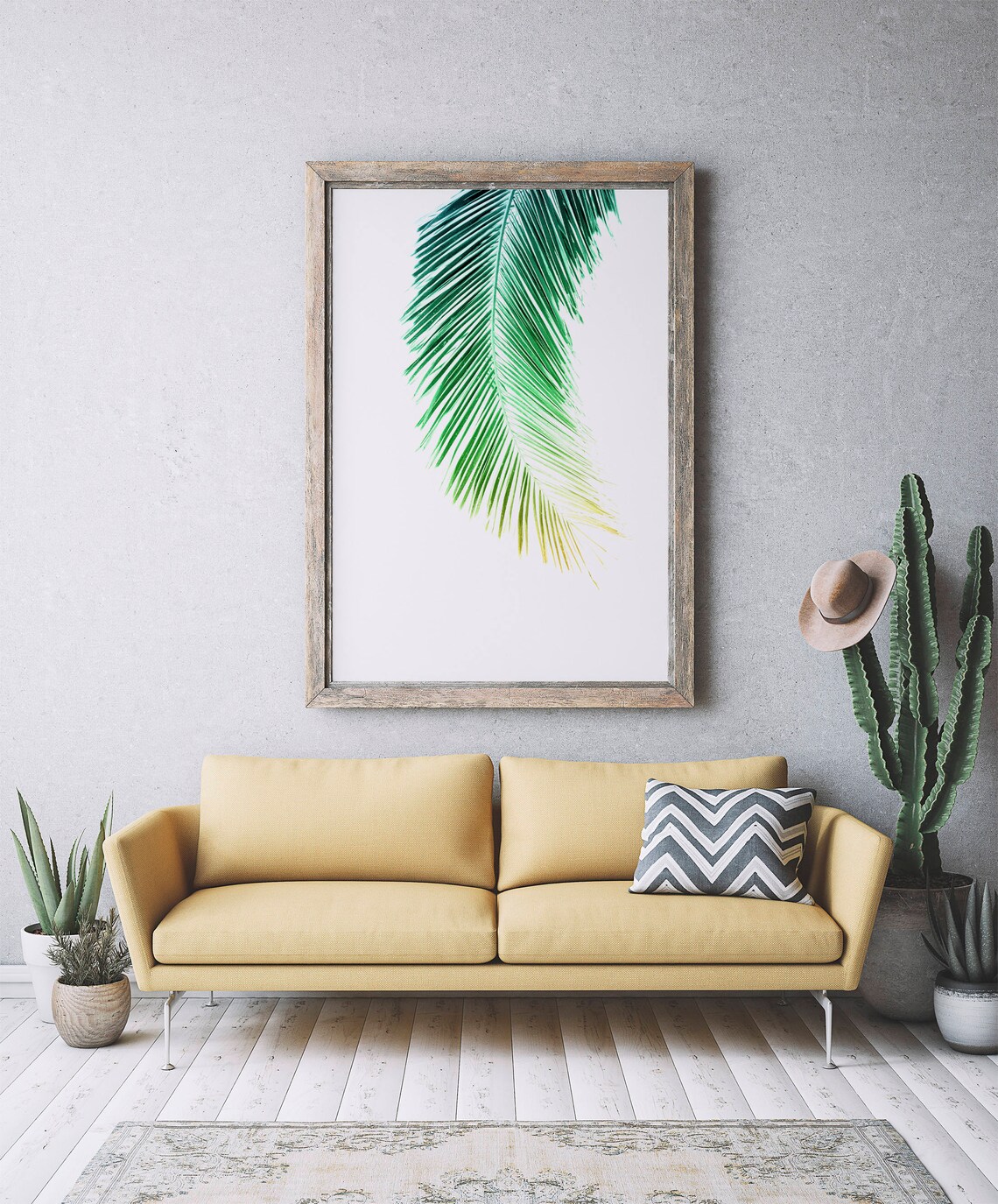 Large Palm Leaf Poster, Tropical Printable, Gradient Print, Large Wall ...