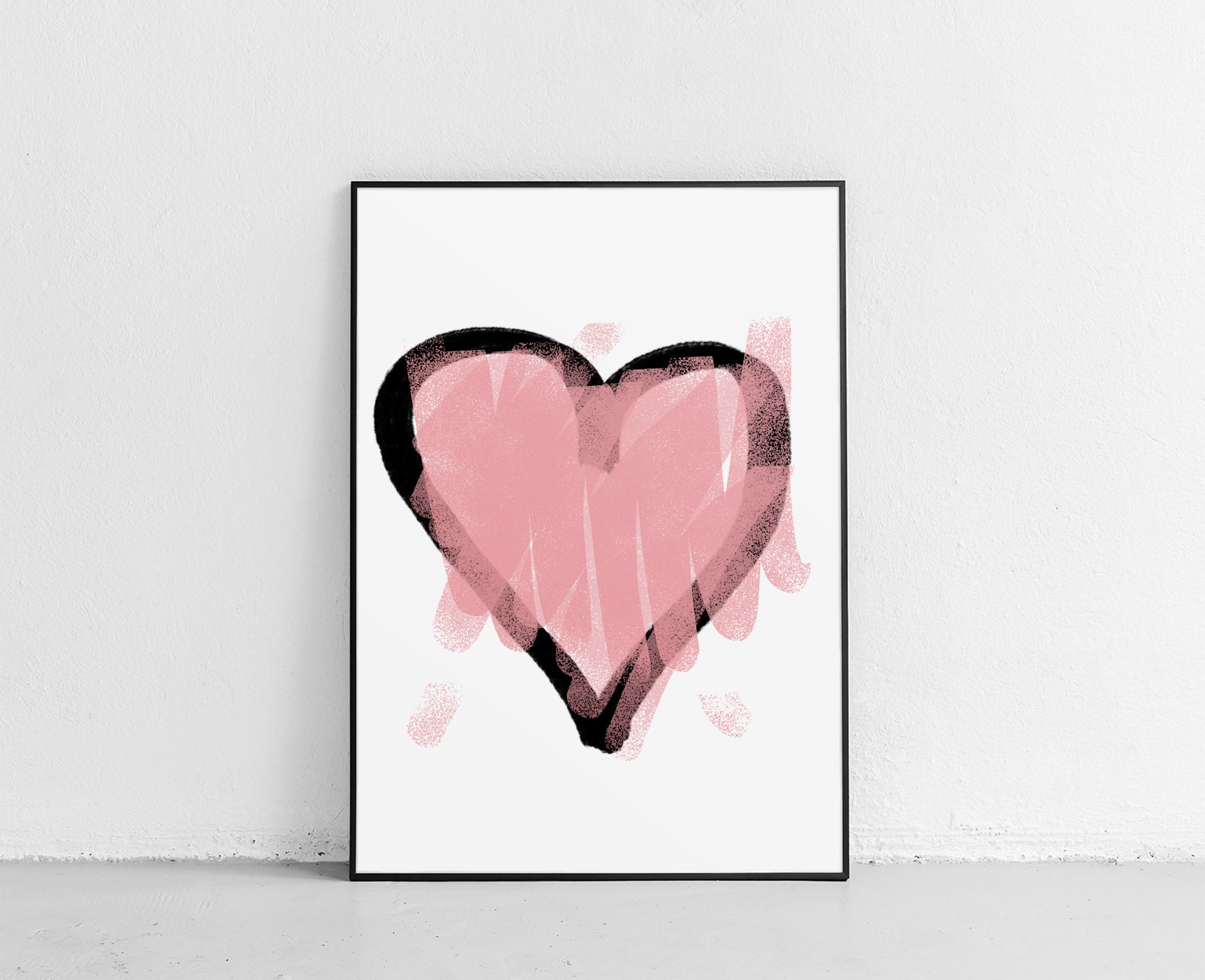 Abstract Heart Print, Brushstroke Texture, Love Wall Art (digital ...