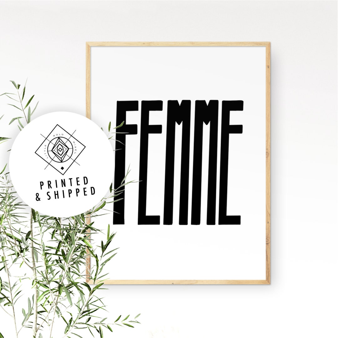 Femme Girl Power Poster Print, Hand Lettered Gift for Her, Minimalist ...