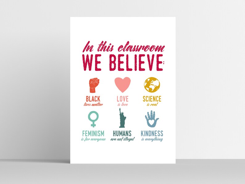 Resist Print Classroom Posters Teacher Gift Protest - Etsy