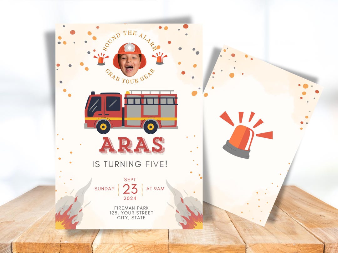 Fire Department Birthday Invitation, Editable Superhero Invitation ...