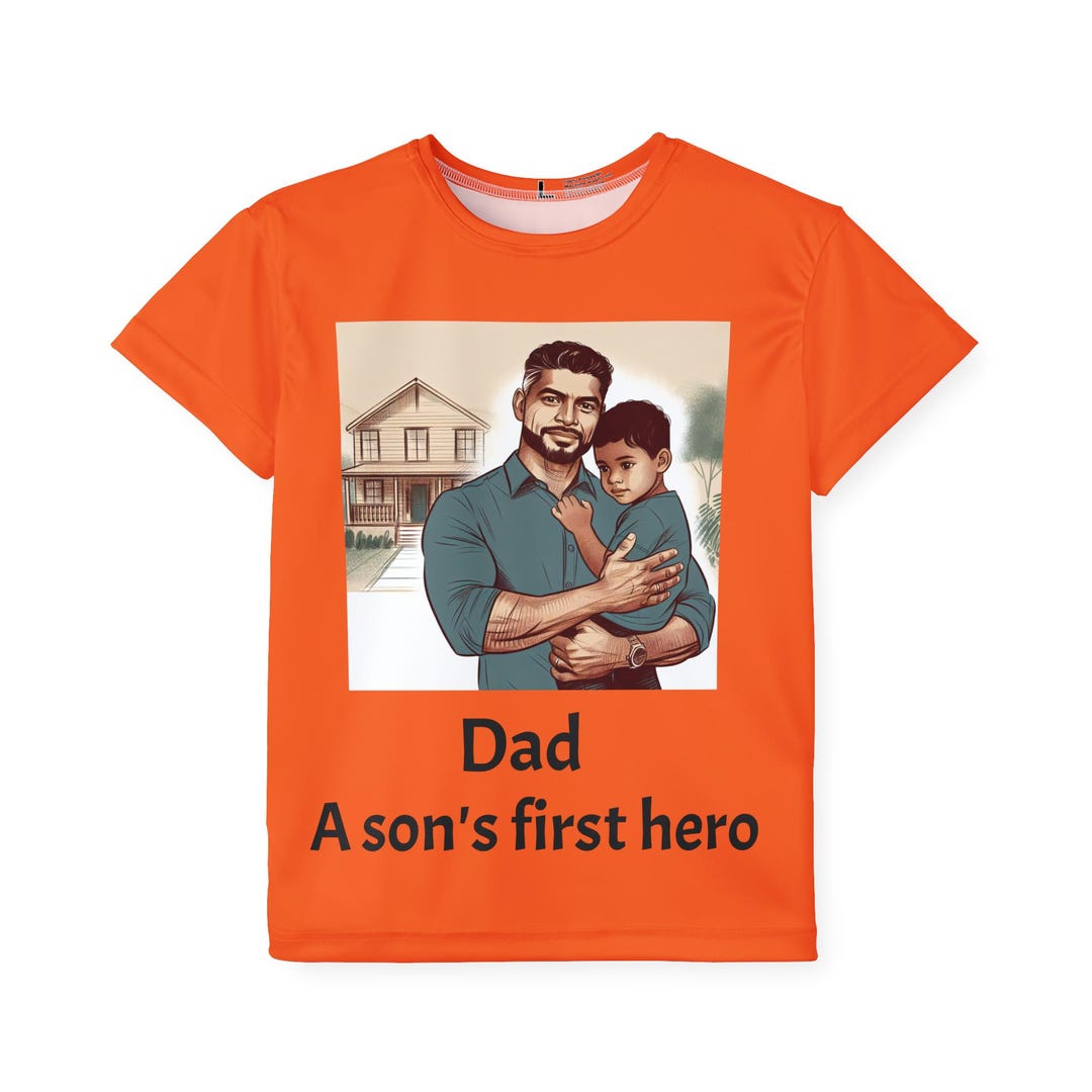 Kids Sports Jersey - Dad A Son's First Hero, Fun Sports Tee ...