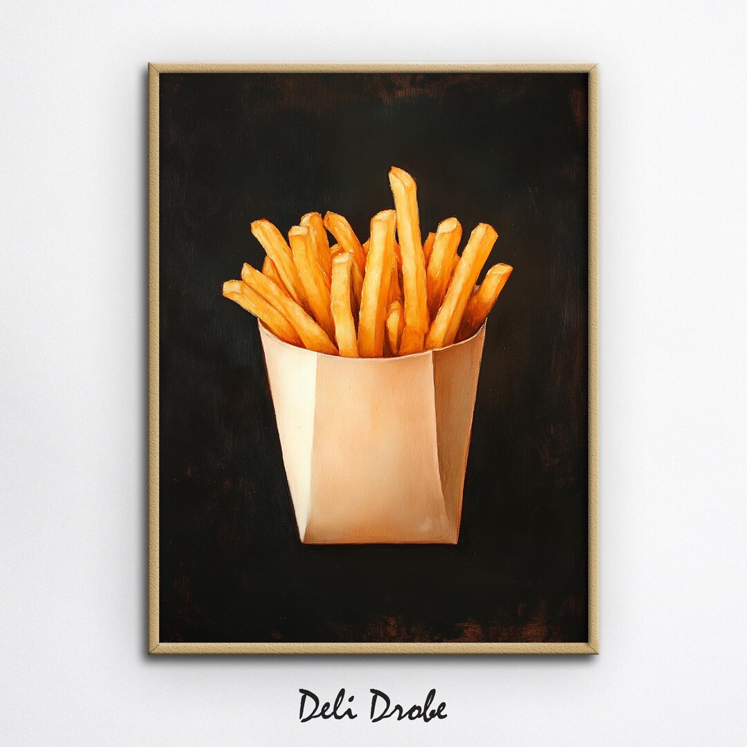 French Fries Painting Digital Download | Minimalistic Fast Food Artwork ...
