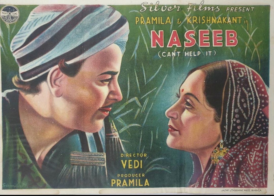 Naseeb Movie Original 1945 Bollywood Poster - Etsy