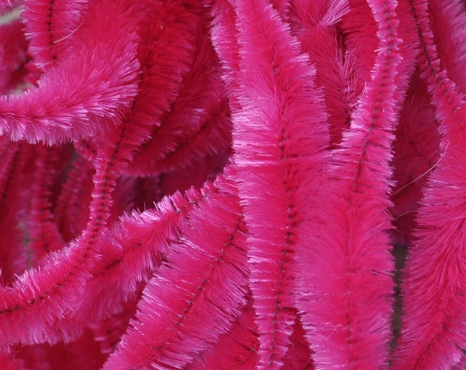 Vintage MAGENTA PINK Chenille Bump Fuzzy Wire Stems by the | Etsy