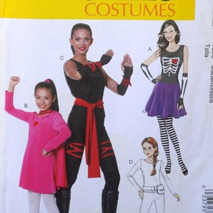 Mccall's 7492 - Easy Sew Costumes for Women / Teens - Ninja, Skeleton, Super Hero, Jedi, Etc ...