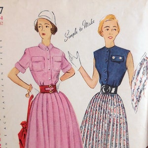 Simplicity 5157 - 1940s / 1950s Blouse & Pleated Skirt - Short Sleeves ...