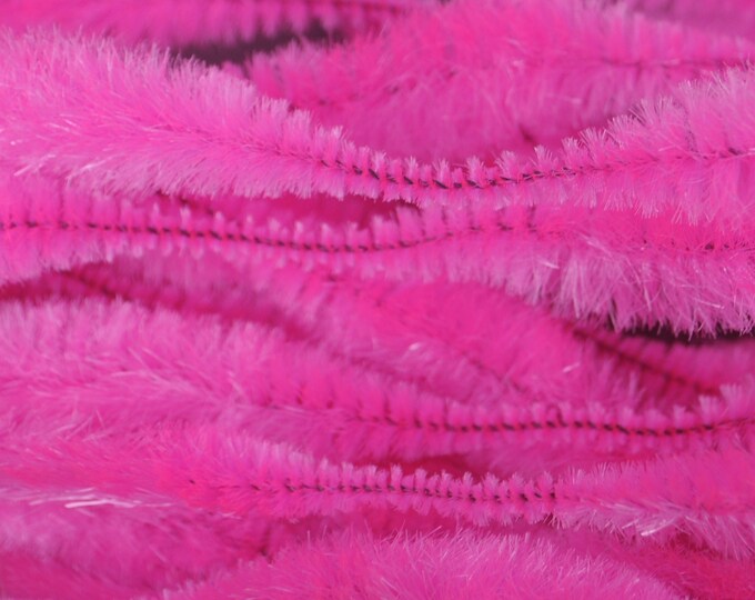 Vintage HOT PINK Bump Fuzzy Wire Stems - by the YARD - Pipe Cleaner ...