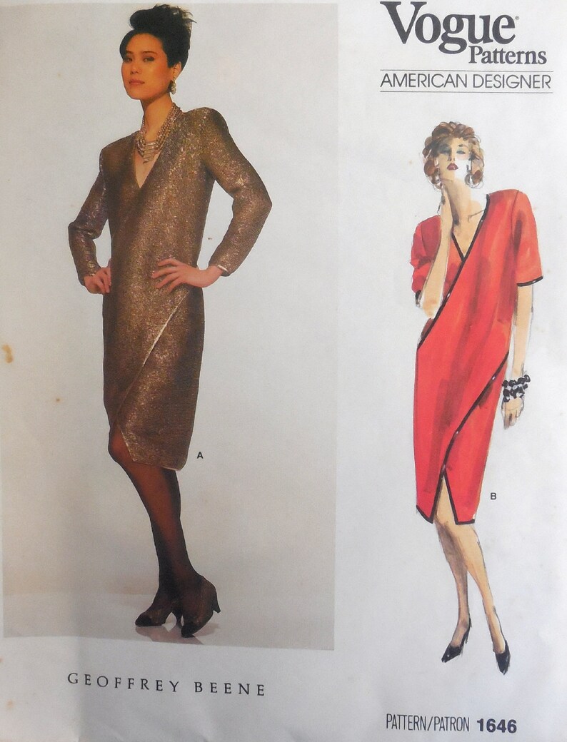 Vogue 1646 - Designer Geoffrey Beene Mock Wrap Cocktail Dress - DIY ...