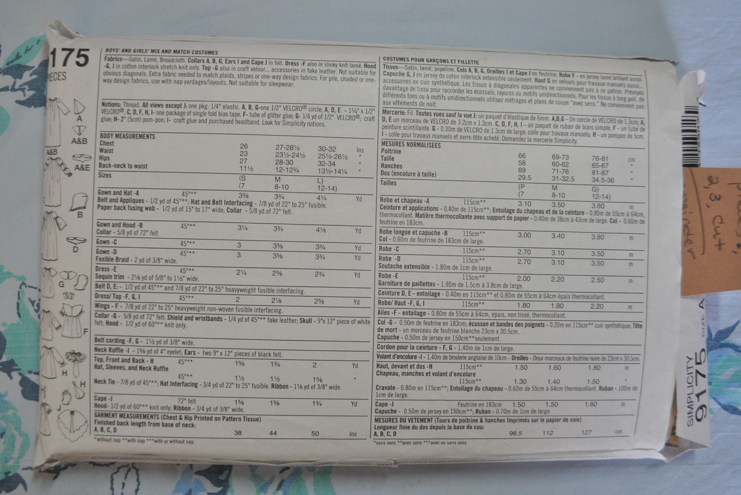 Simplicity 9175 Mix-and-match Kids' Halloween Costumes - Etsy