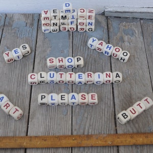 GIANT Lot of Wooden Letter Cubes / Boggle / Scrabble Dice / Spelling / Craft Cubes Vintage 1960s ...