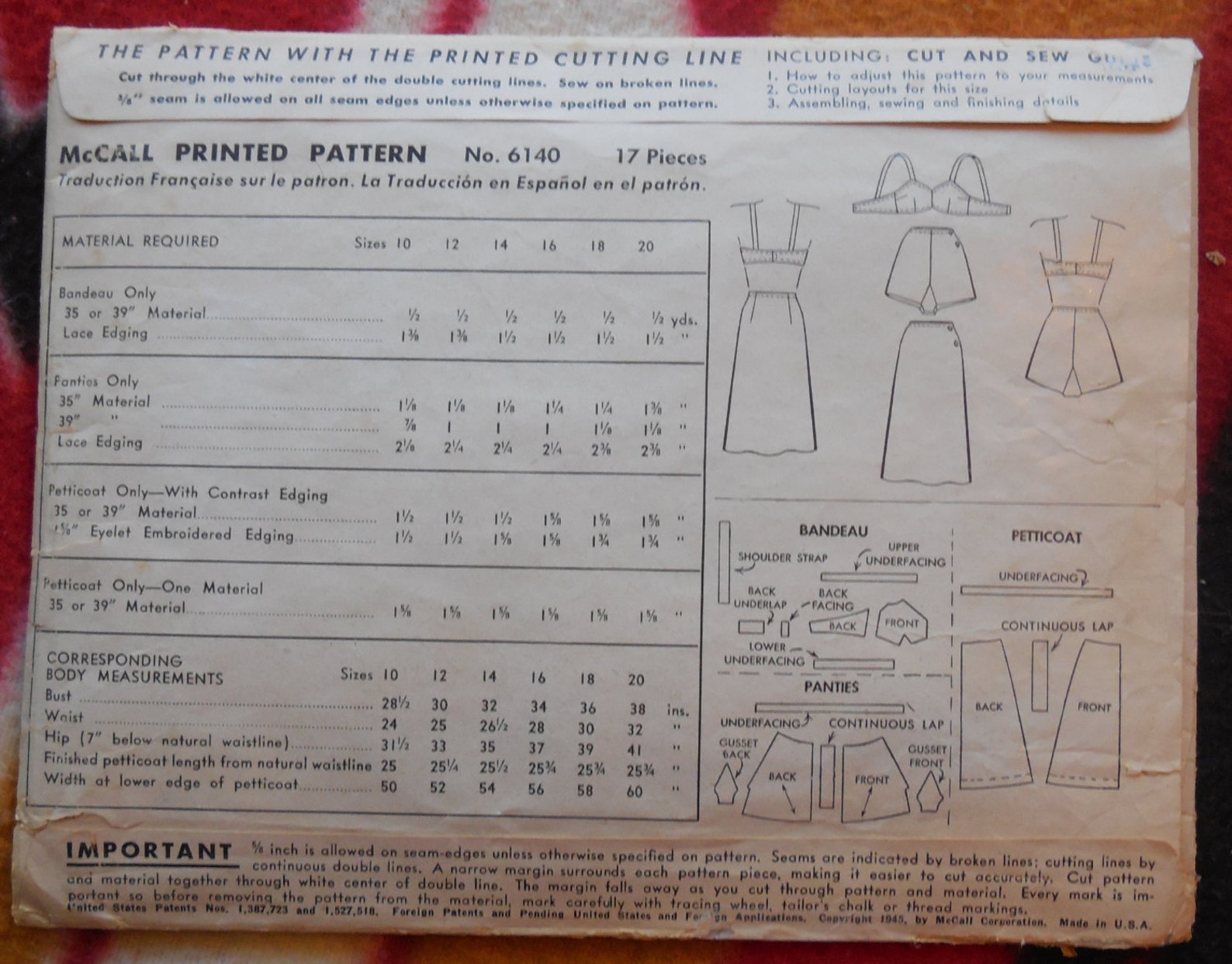 Mccall 6140 Vintage 1940s Lingerie Pattern Bandeau Bra | Etsy
