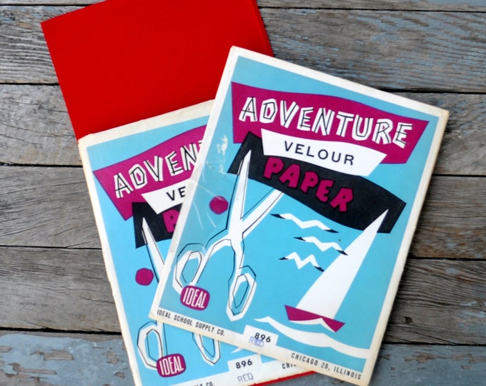 Vintage RED Velour Paper - "adventure Velour Paper" by Ideal School ...