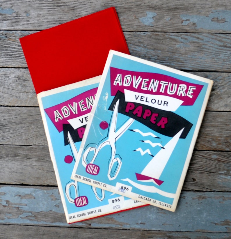 Vintage RED Velour Paper - "adventure Velour Paper" by Ideal School ...