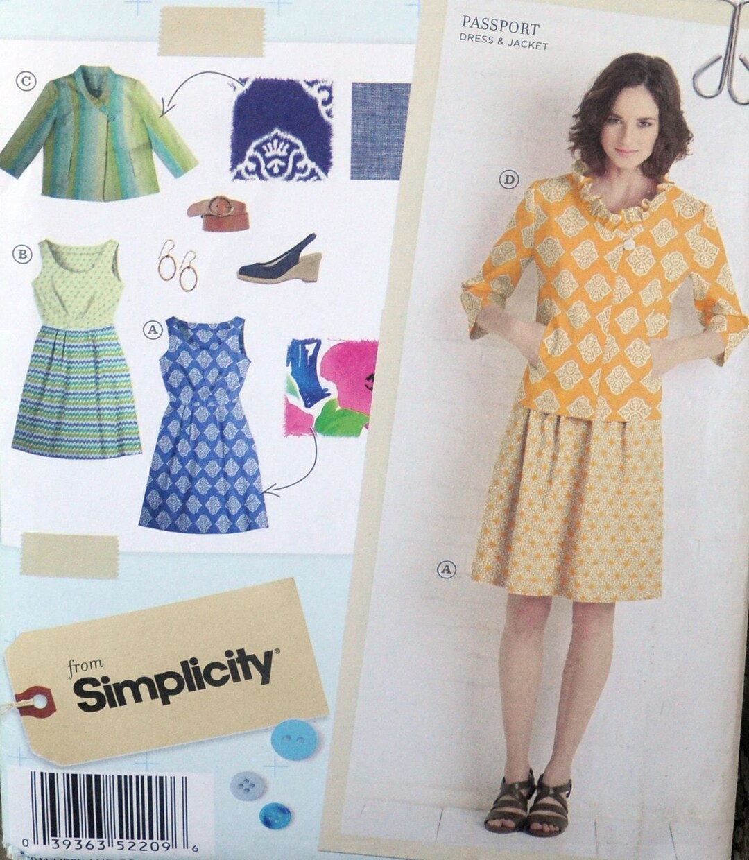 Simplicity 2209 - Lisette Designer DIY Sewing Pattern - Dress and Jacket - Size 6 - 14 - UNCUT ...