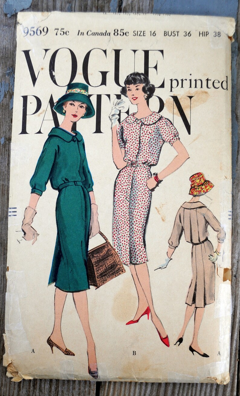 Vogue 9569 Chic Late 1950s Dress DIY Back Interest - Etsy