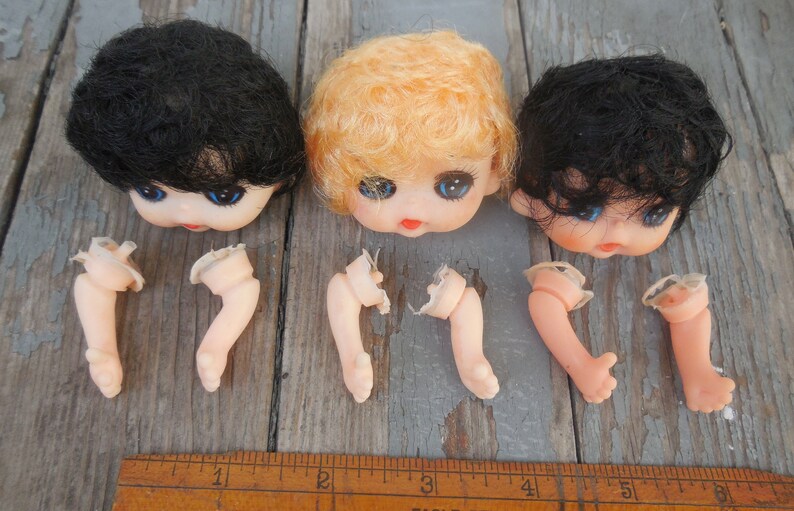Vintage Kawaii Doll Parts - Thumbsucker - Head and Arms - Big Eyes ...