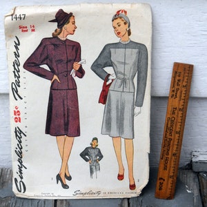 Simplicity 1447 - Lovely Vintage 1940s DIY Dress - Color Block - Suit ...