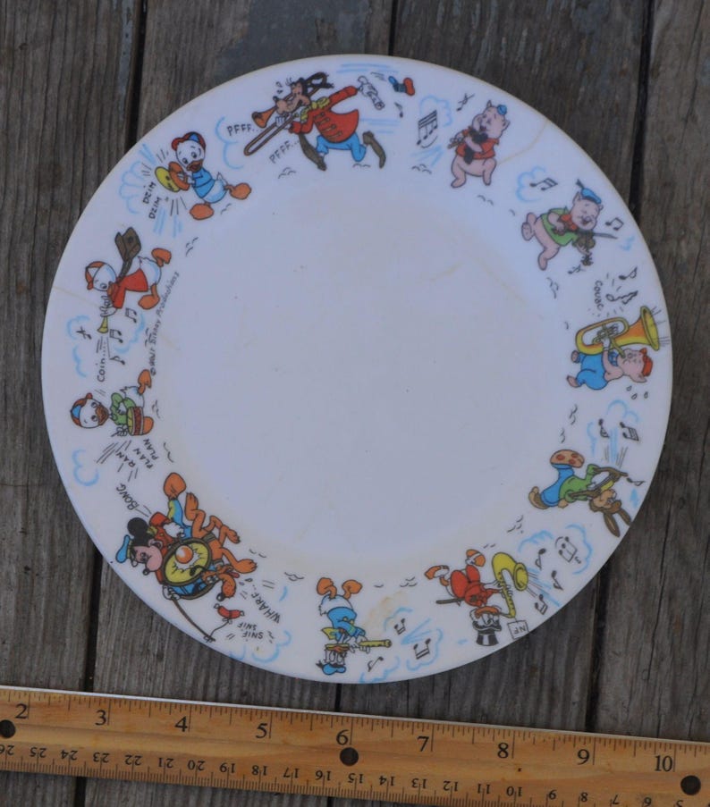 Vintage 1950s Disney Mickey Mouse Club Plate - Three Little Pigs ...