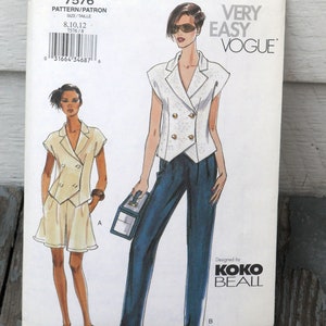 Vogue 7576 - Koko Beall Designer Outfit - Double Breasted Blouse, Skort ...